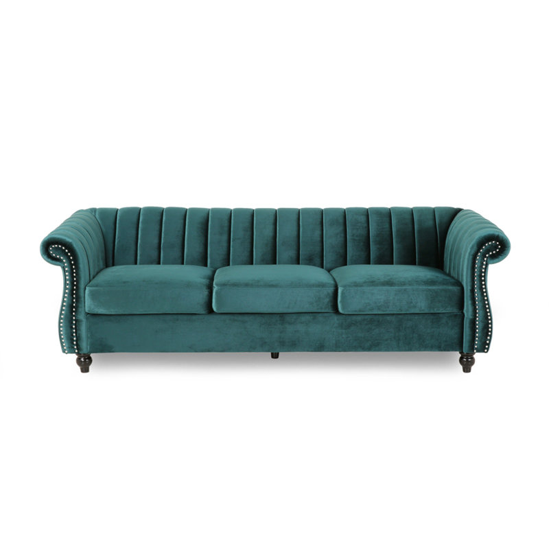 Dalpha 84 Velvet Sofa Alcott Hill Fabric Teal Velvet